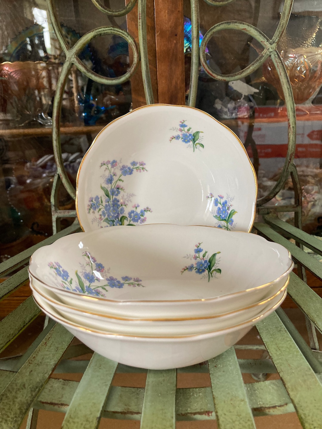 Royal Albert Forget Me Not Soup/cereal Bowls. Set of 4. 6.25 Inches ...