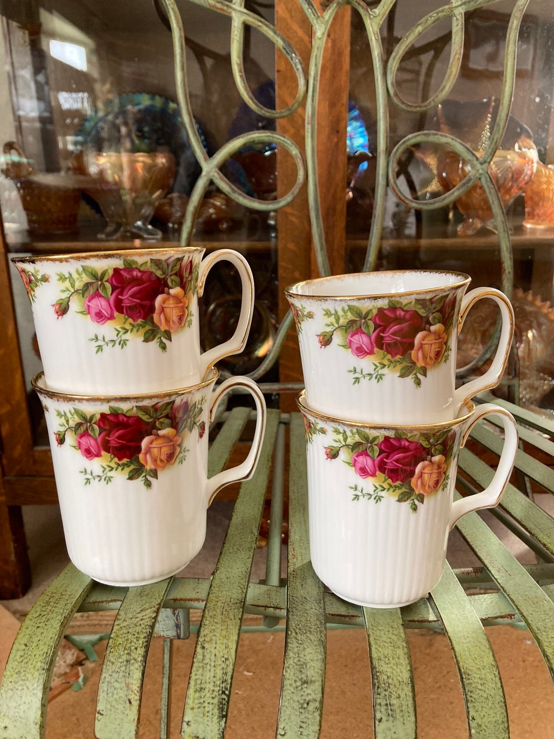 Royal Albert Old Country Roses Mugs. Set of 4. 3.75 Inches Tall ...