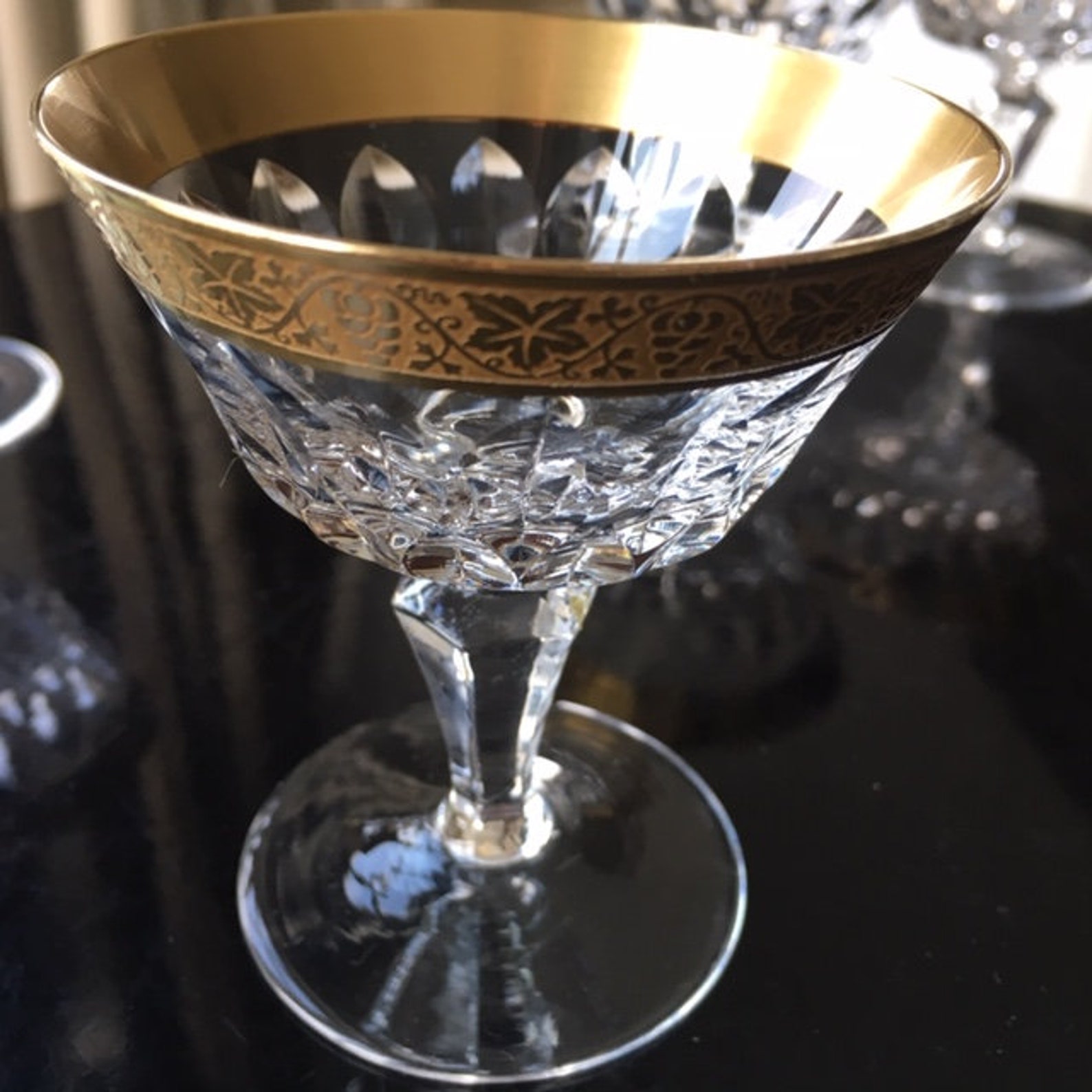 4x Crystal Cordial Glasses Coupe Glasses 24K Gold Trim - Etsy