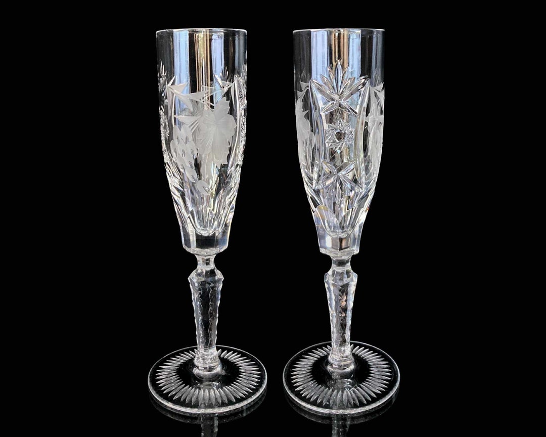 Crystal Champagne Flutes | Vintage Toasting Glasses | 2pcs | Nachtmann ...