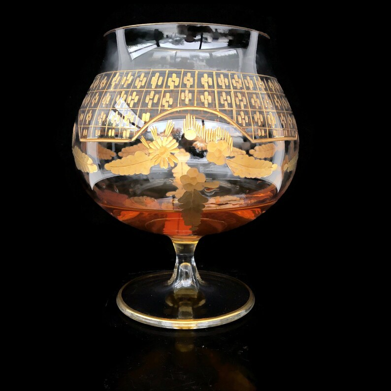 2x Large Cognac Glasses Moser Intaglio Style Balloon - Etsy