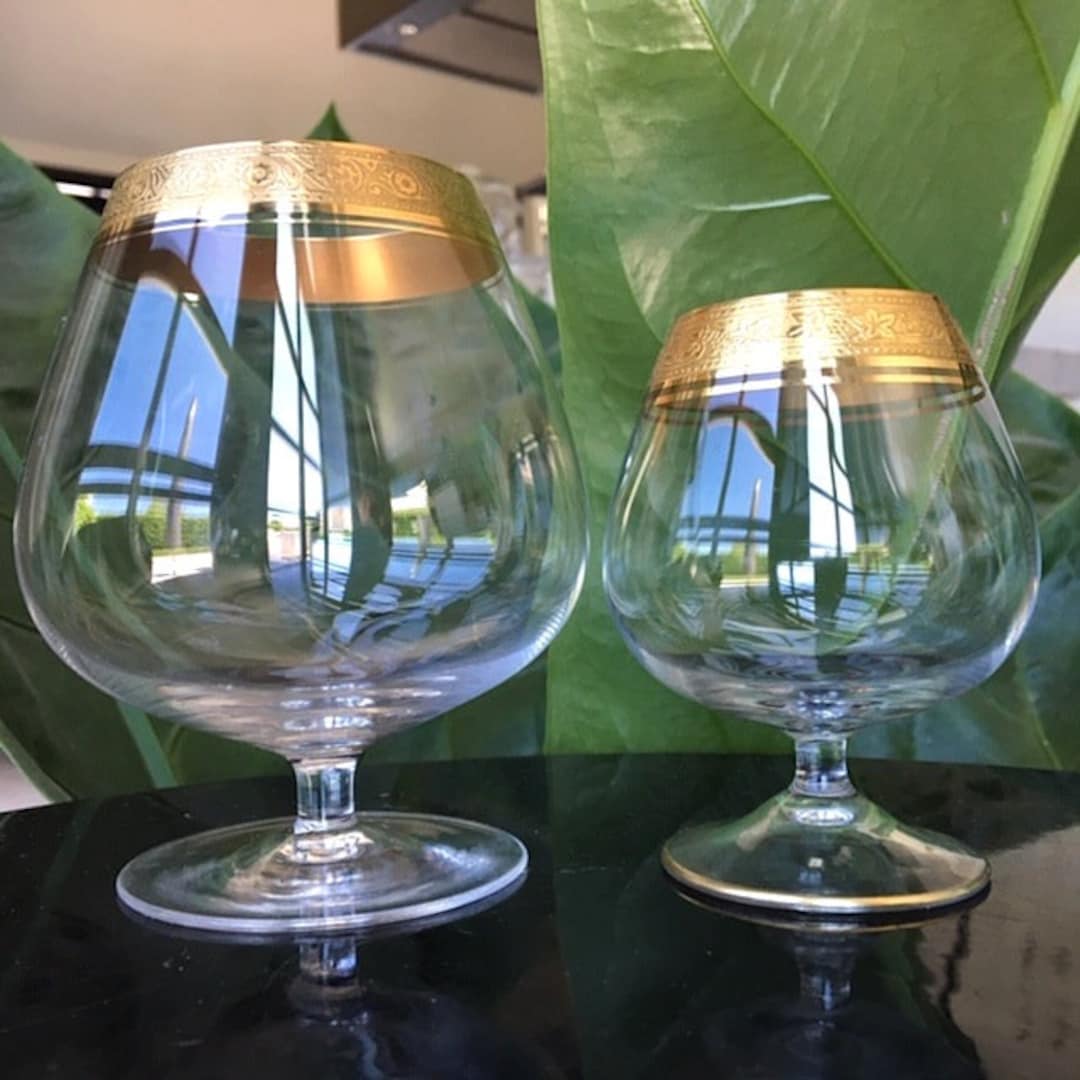 Crystal Brandy Snifters 2pcs Cognac Glasses 24K Gold Rim mintonborde ...