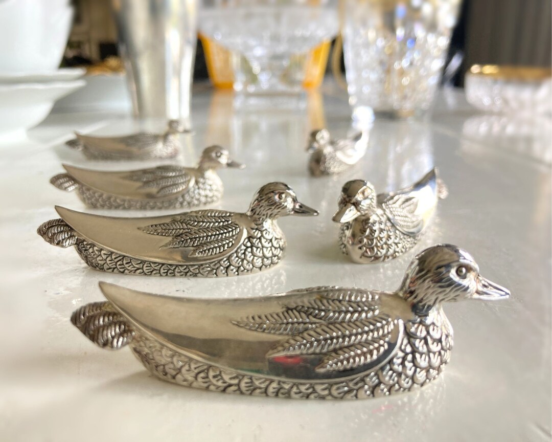 French Knife Rests | Silver Plate | Vintage Large Ducks by Silea | 6pcs ...
