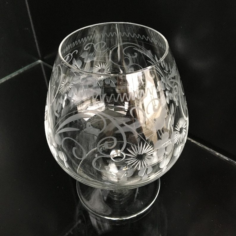 Crystal Large COGNAC GLASSES | Brandy Snifters| 2pcs | Bird Engravings ...