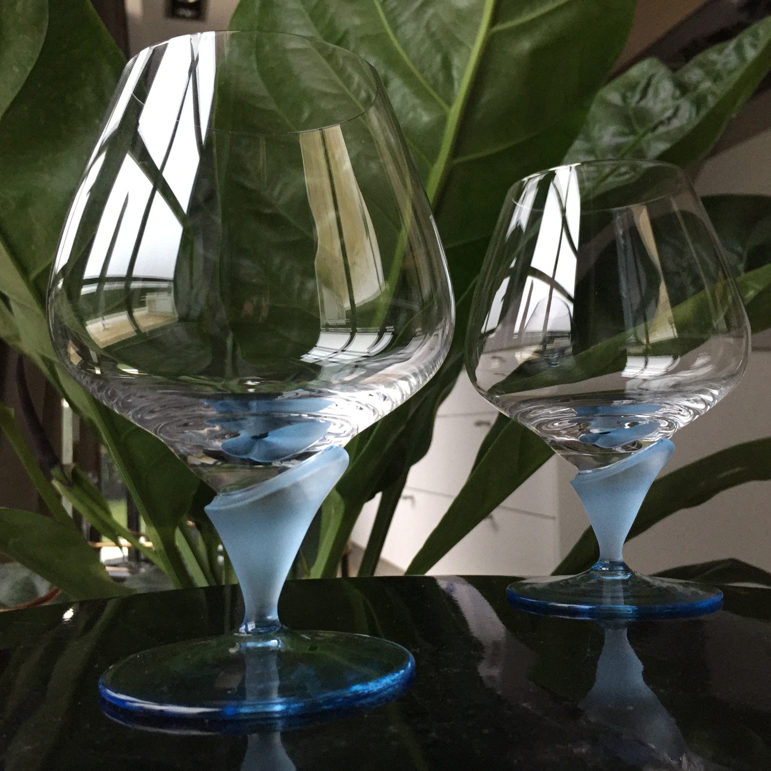 6x Crystal Brandy Snifters Large Cognac Glasses Baby Blue | Etsy