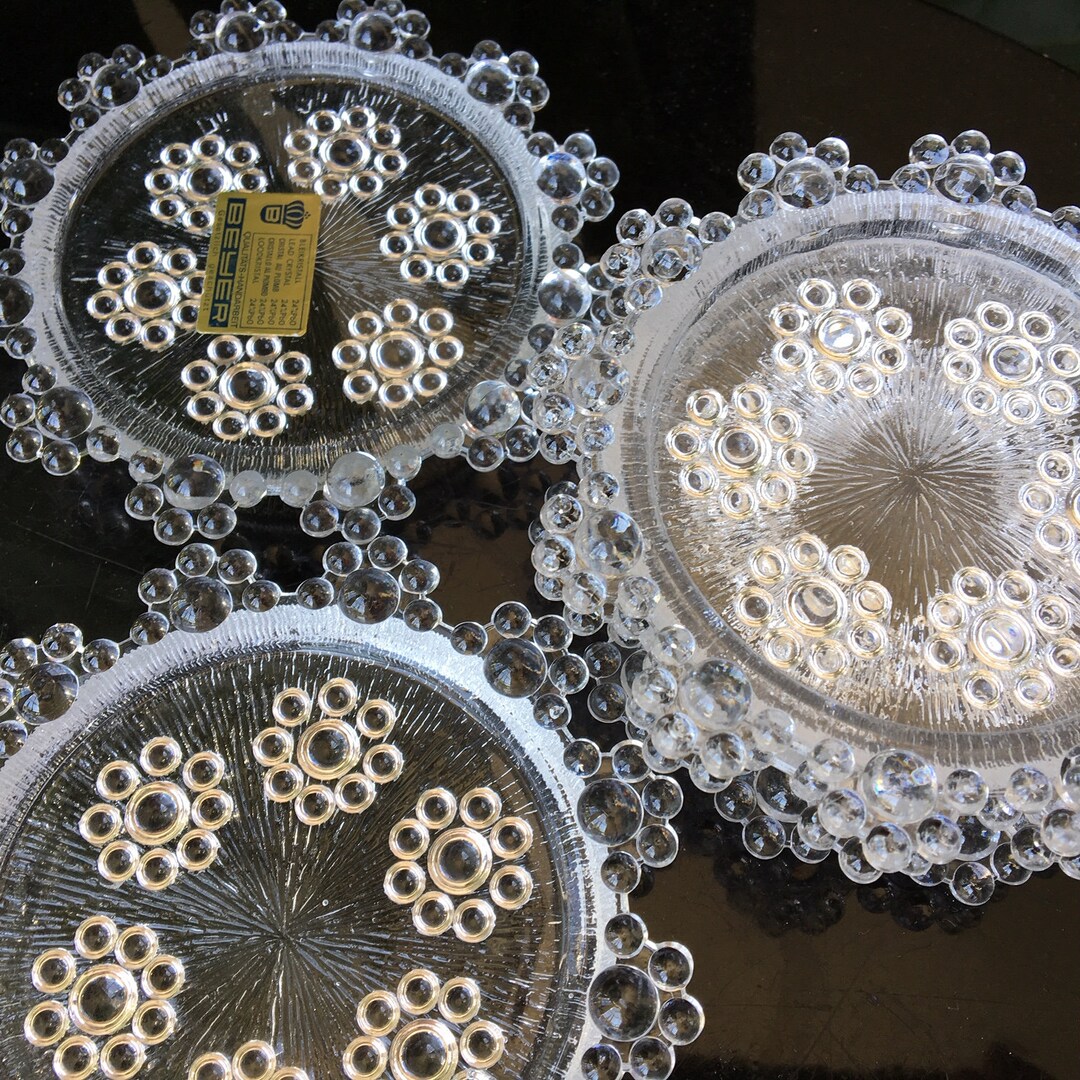 5x Vintage Glass Coasters With Flowers on the Side / Unique Bar Cart ...