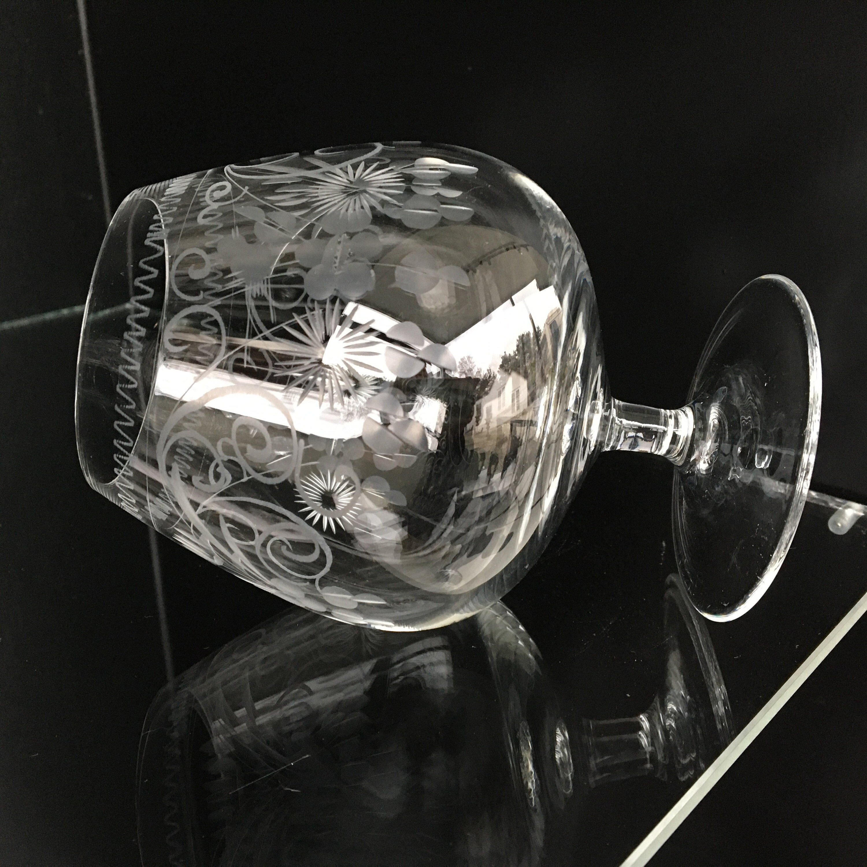 Crystal Large COGNAC GLASSES | Brandy Snifters| 2pcs | Bird Engravings ...
