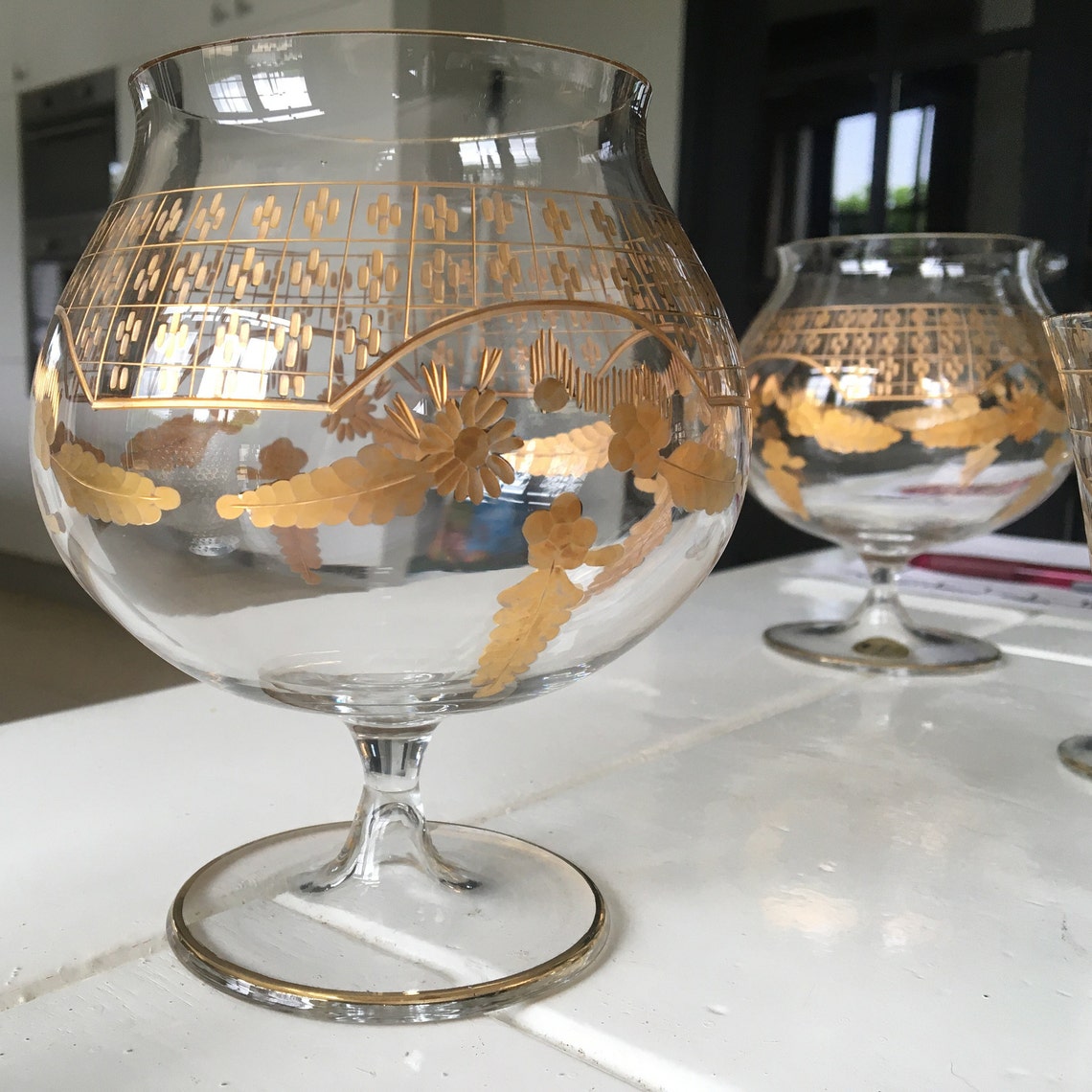 2x Large Cognac Glasses Moser Intaglio Style Balloon | Etsy