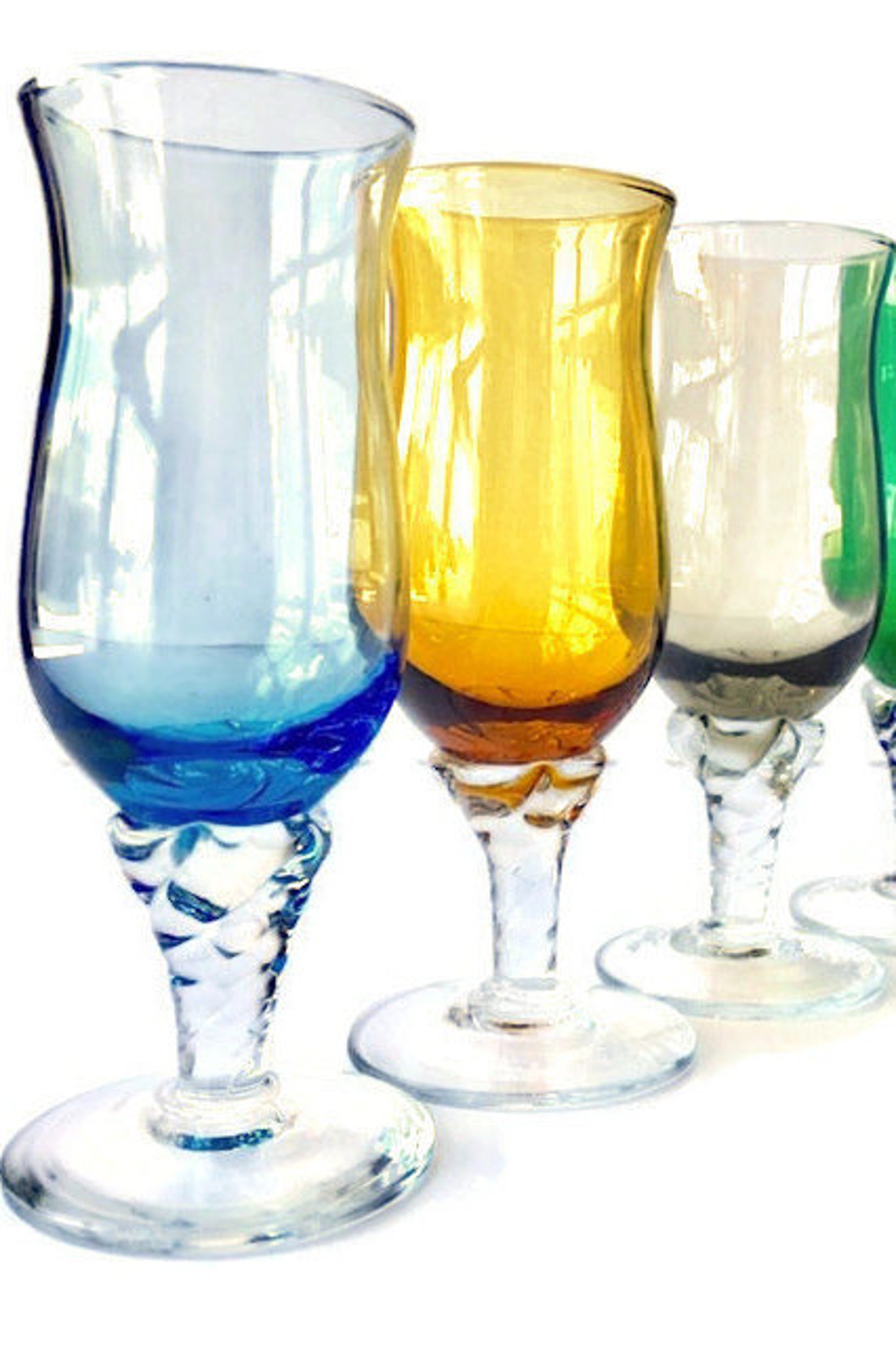 5x Murano Cordial Glasses Hand Blown On Twisted Stem Multi Etsy
