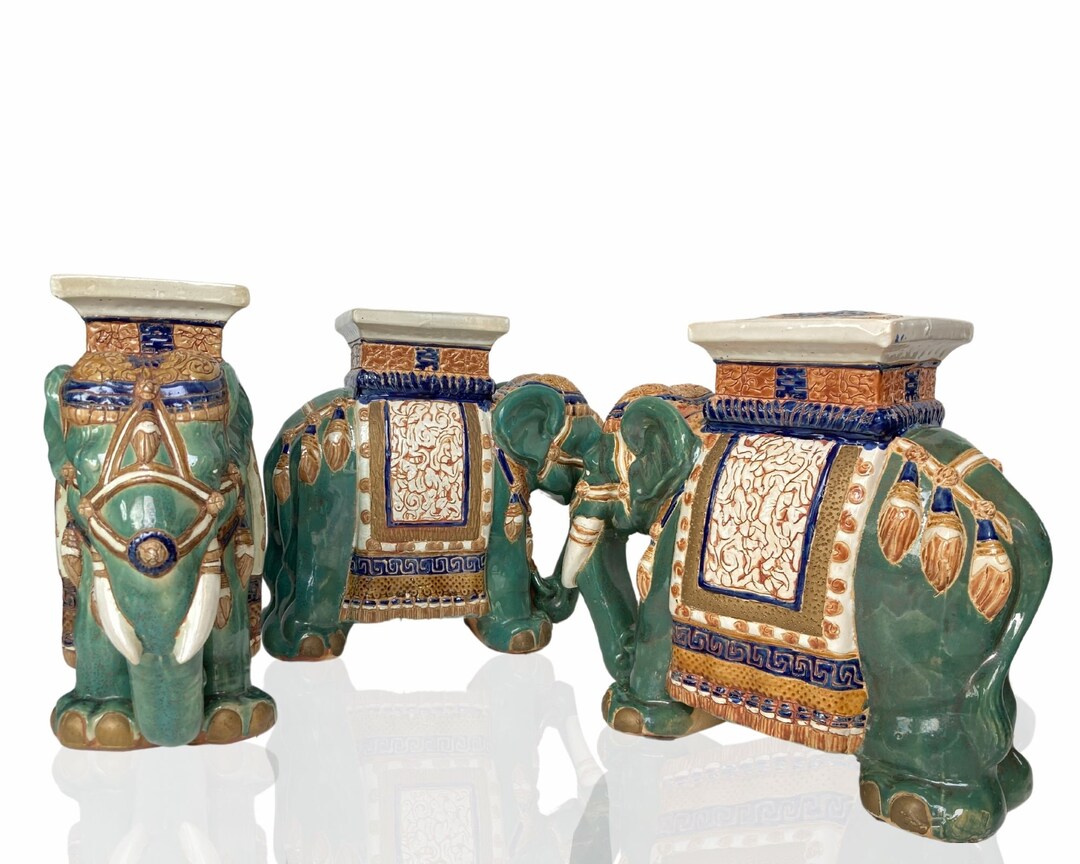 3x Ceramic Elephants | Side Tables or Garden Seats | Ca 1950s - Etsy