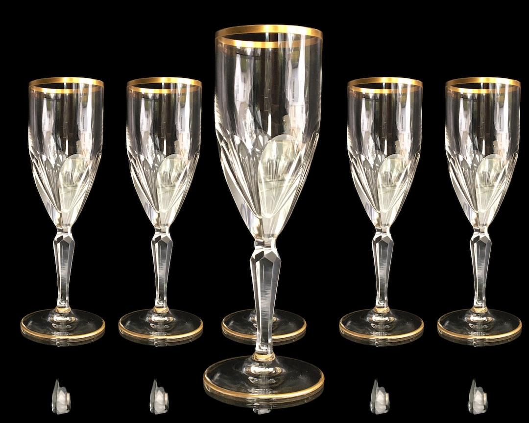 6x Crystal Champagne Glasses Champaign Flutes 24K Gold - Etsy