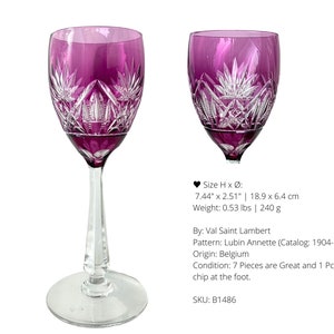 Val Saint Lambert Crystal | 8pcs | Wine Glasses | Annette Lubin | 1904 ...