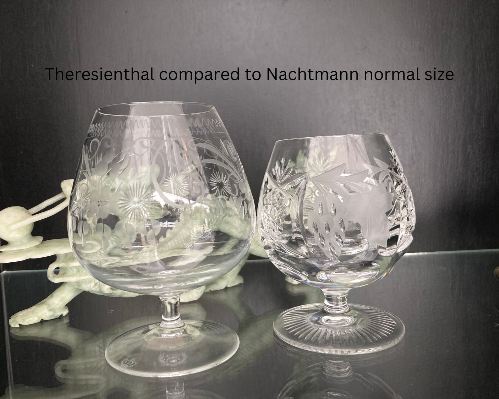 Crystal Large COGNAC GLASSES | Brandy Snifters| 2pcs | Bird Engravings ...