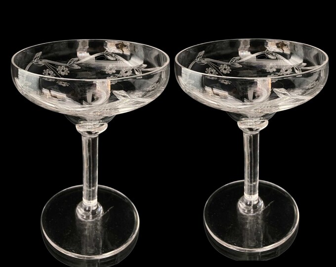 Art Deco Champagne Glasses Champagne Coupes 2pcs Roses Engraved French ... Art Deco Champagne Glasses Champagne Coupes 2pcs Roses Engraved French ...