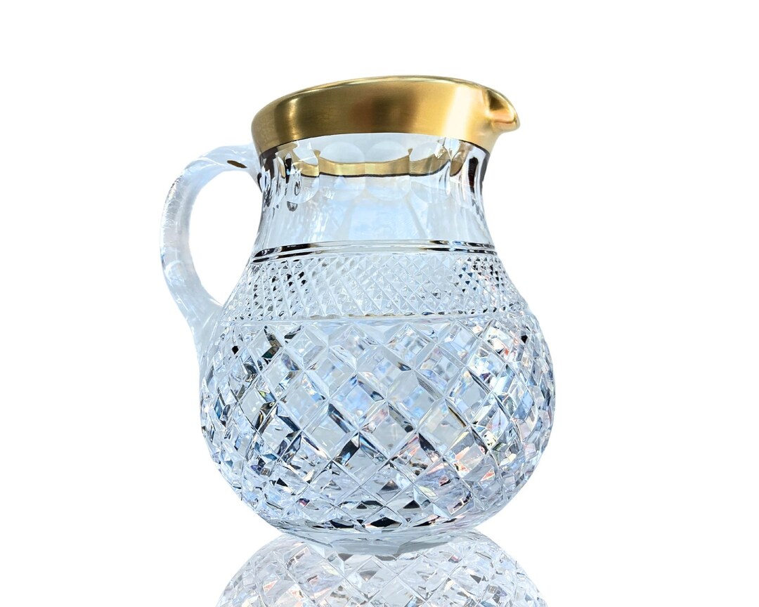 Crystal Water Jug | 1pcs | With 24K Gold and Diamond Cuttings ...