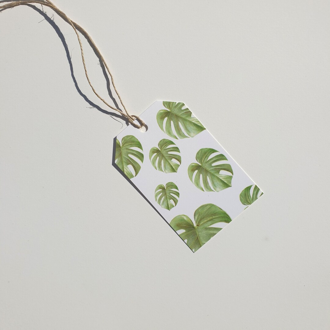 Monstera Leaves Set of 6 Gift Tags Print of - Etsy