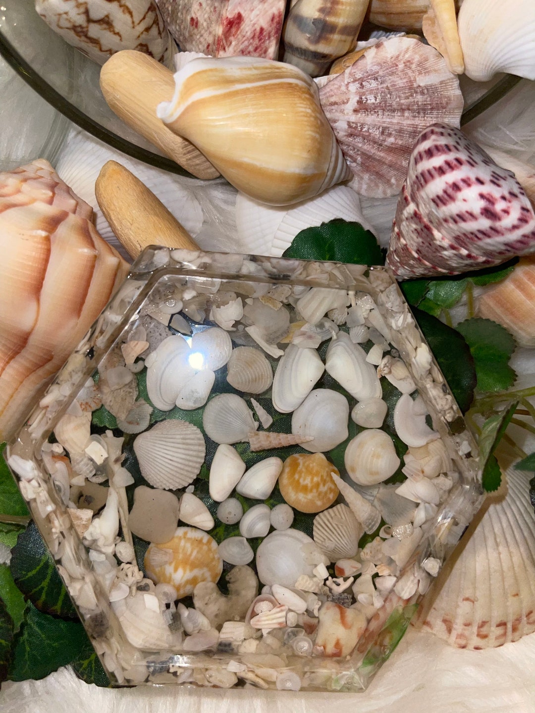 Resin Tray Coasters Made From Shells Collected From Navarre Beach ...