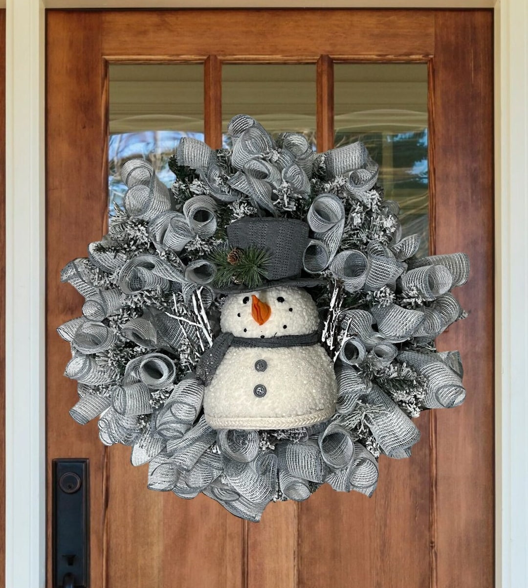 Rustic Snowman Wreath, Winter Decor - Etsy