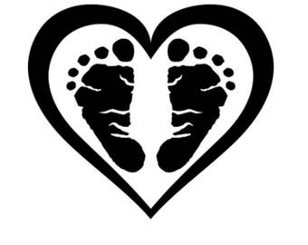 Footprints in heart | Etsy