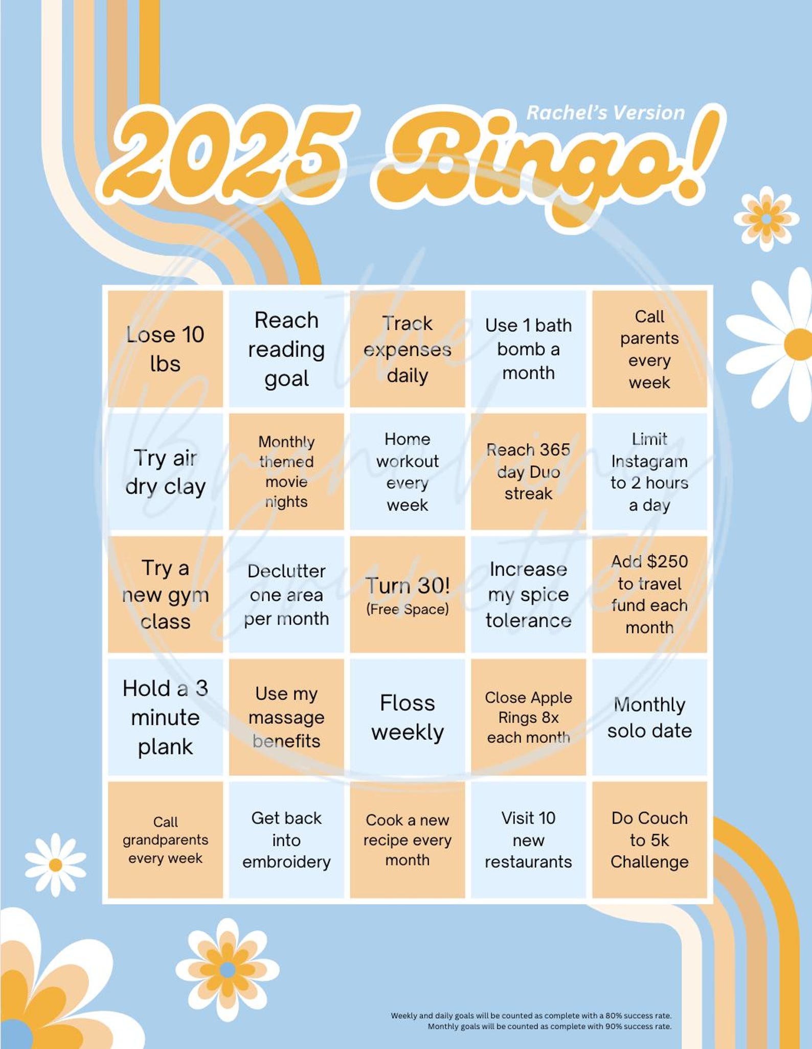 2025 Bingo Card | New Year's Resolutions | Canva Template - Etsy