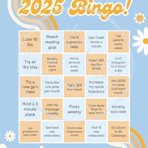 2025 Bingo Card | New Year's Resolutions | Canva Template - Etsy