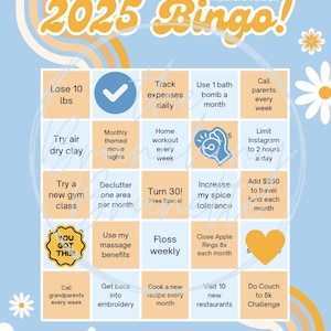 2025 Bingo Card | New Year's Resolutions | Canva Template - Etsy
