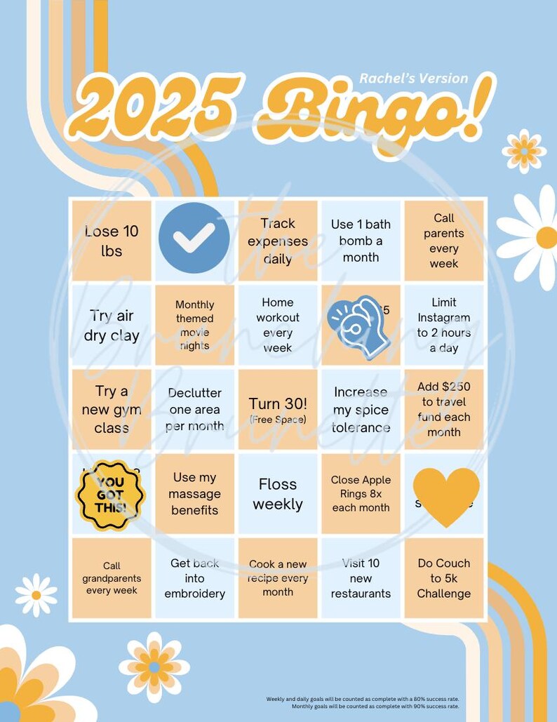 2025 Bingo Card | New Year's Resolutions | Canva Template - Etsy