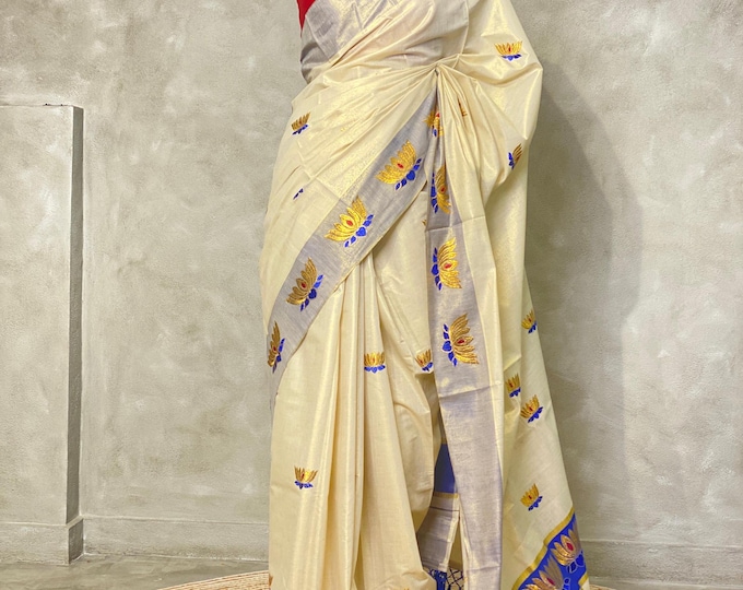 Onam Dress, Kerala Vadamali/amaranth Flower Cotton Saree or Rose ...