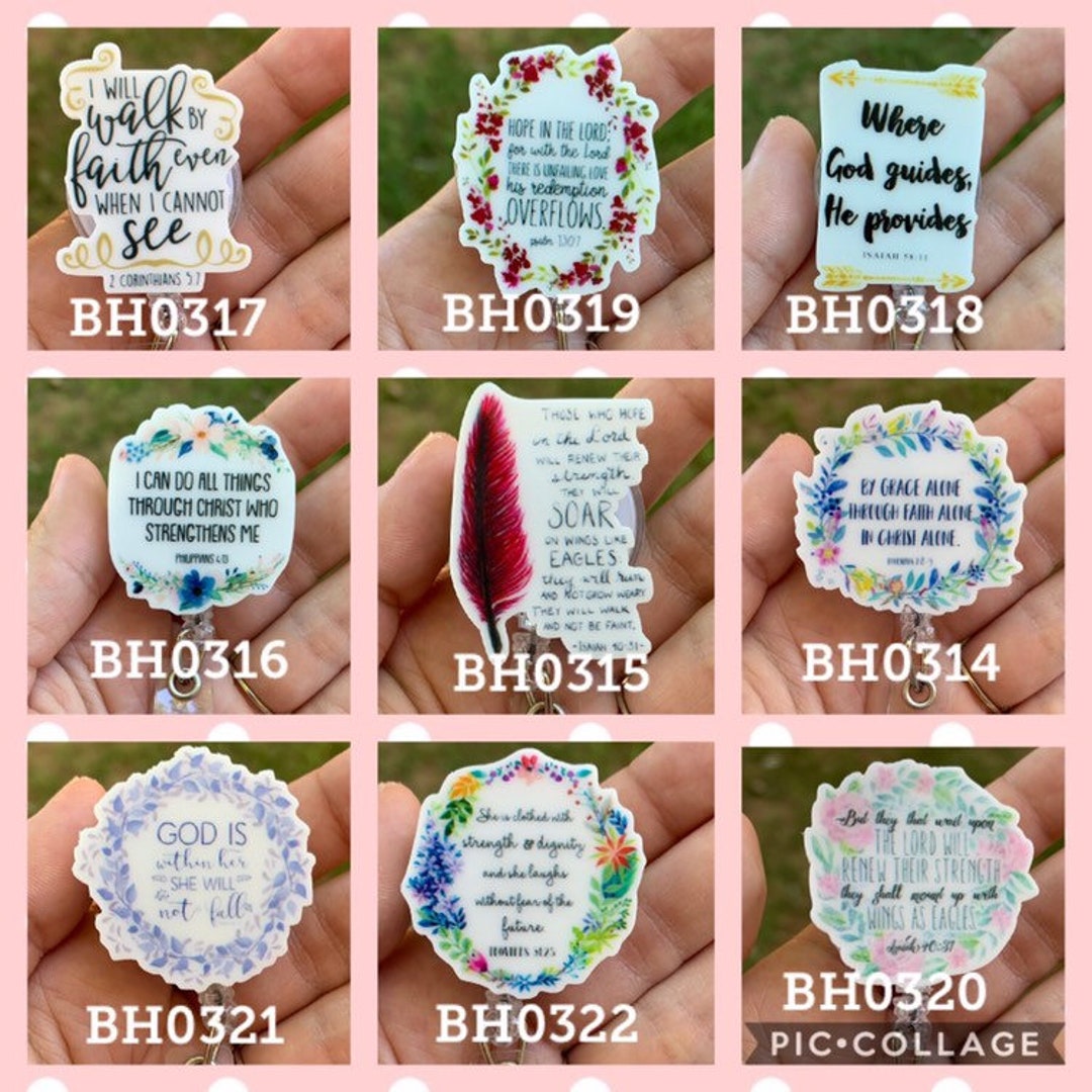 Bible Verse Retractable Badge Reel, Medical/nursing ID Holder, Bible ...