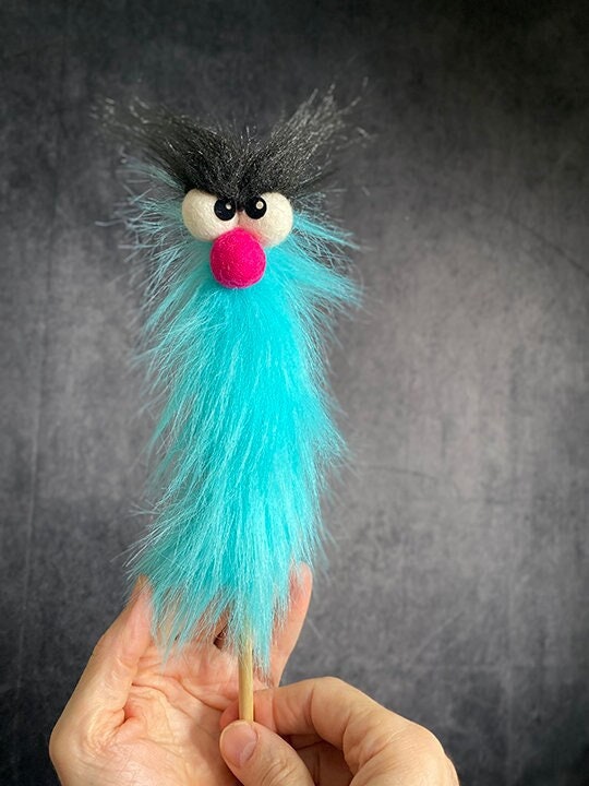 Expanda Monster Sky Blue A Furry Growing Rod Puppet by Puppet Arts ...