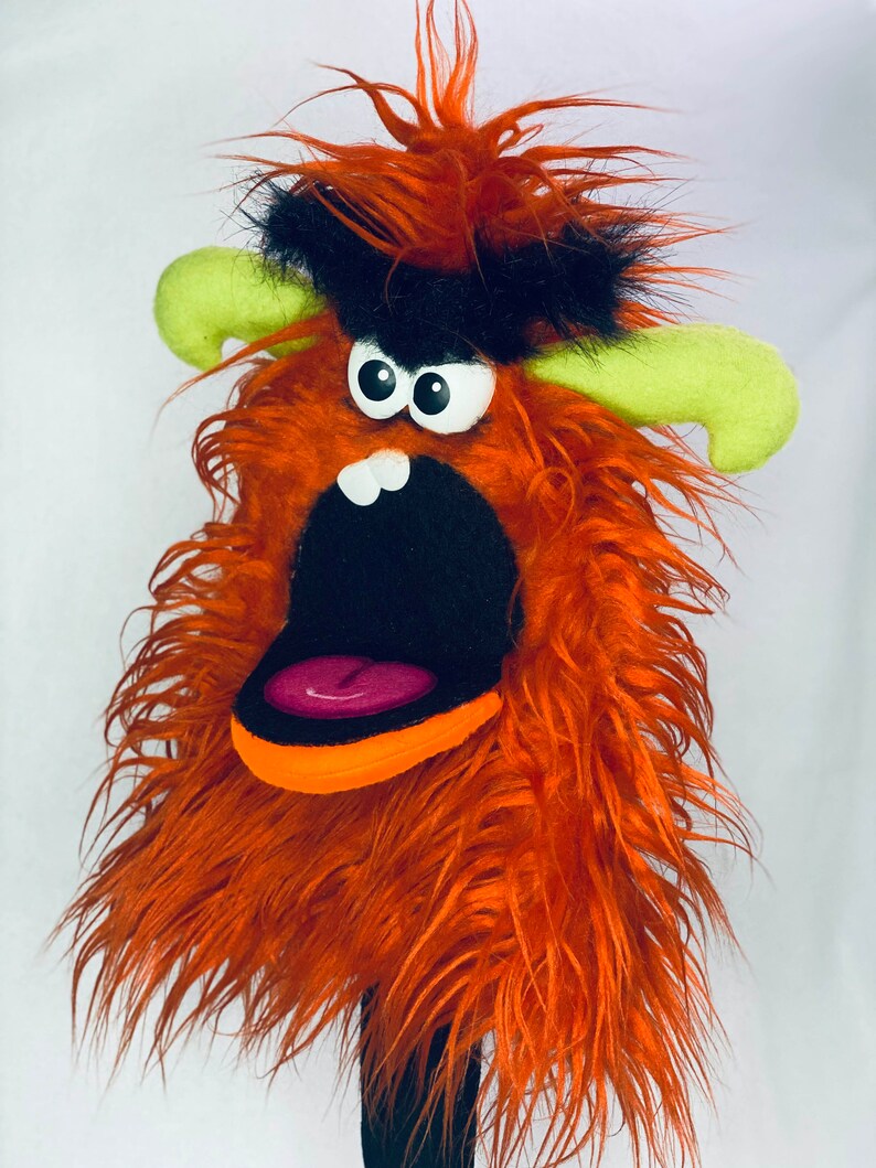 Professional "mischief Monster" Hand Puppet, Orange & Green: A Furry ...