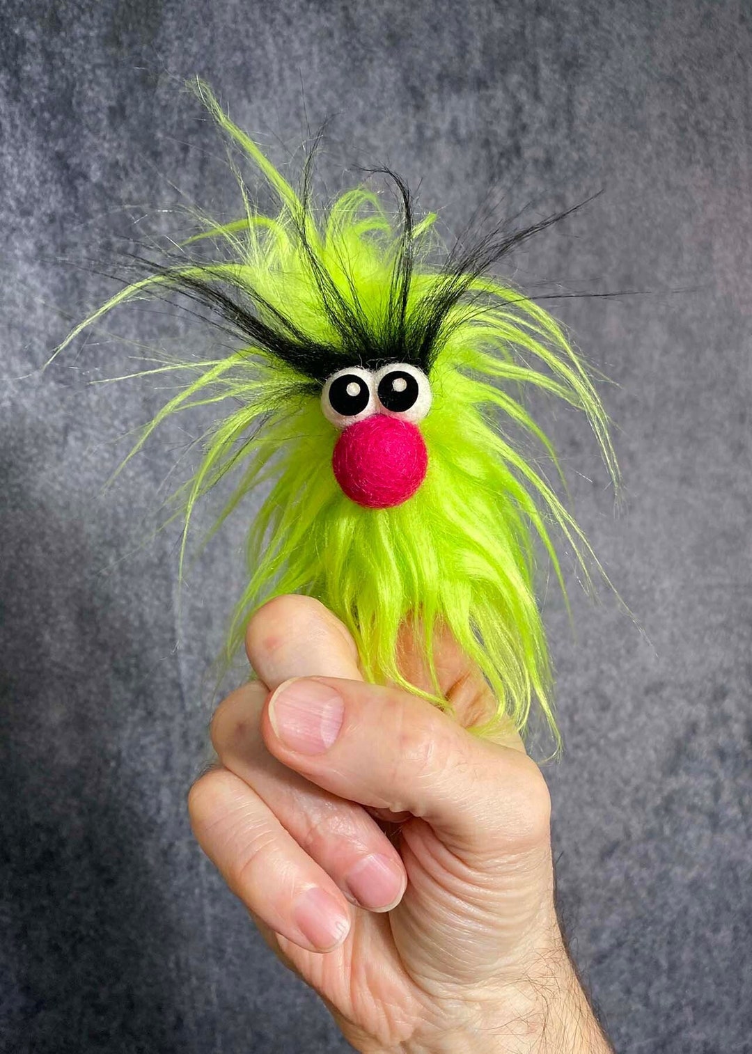 Green Monster Troll: A Furry Monster Finger Puppet by Puppet Arts ...