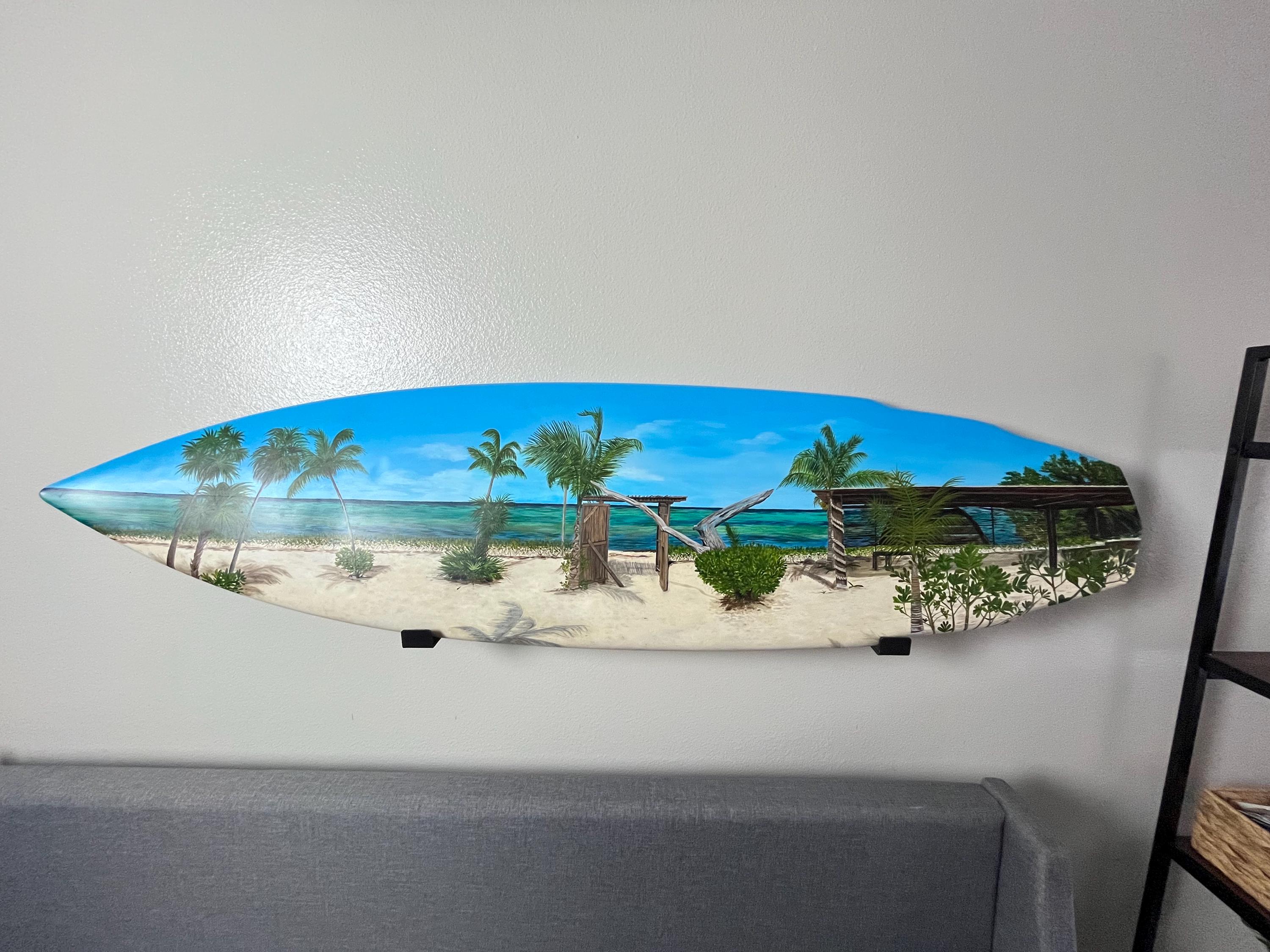 Surfboard Wall Art Repurposed Board Beach Watercolor Painting Hand ...