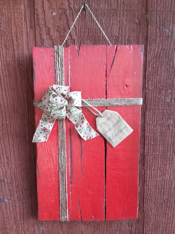 Red Christmas Present Pallet Decor | Etsy