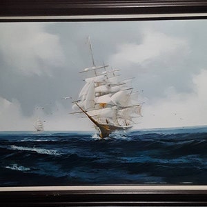 Hewitt Jackson "nautical Clippers" Original Oil Painting on Canvas ...
