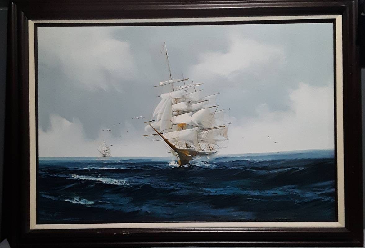 Hewitt Jackson "nautical Clippers" Original Oil Painting on Canvas ...