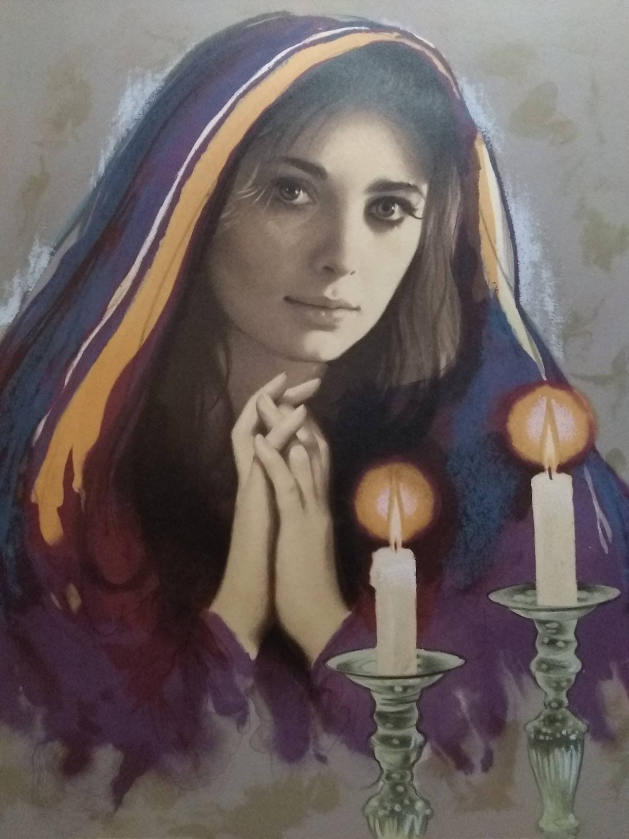 Sandu Liberman(1923-1977) "shabbat Candles" Rare Limited Edition Lithograph Art Print on Paper ...