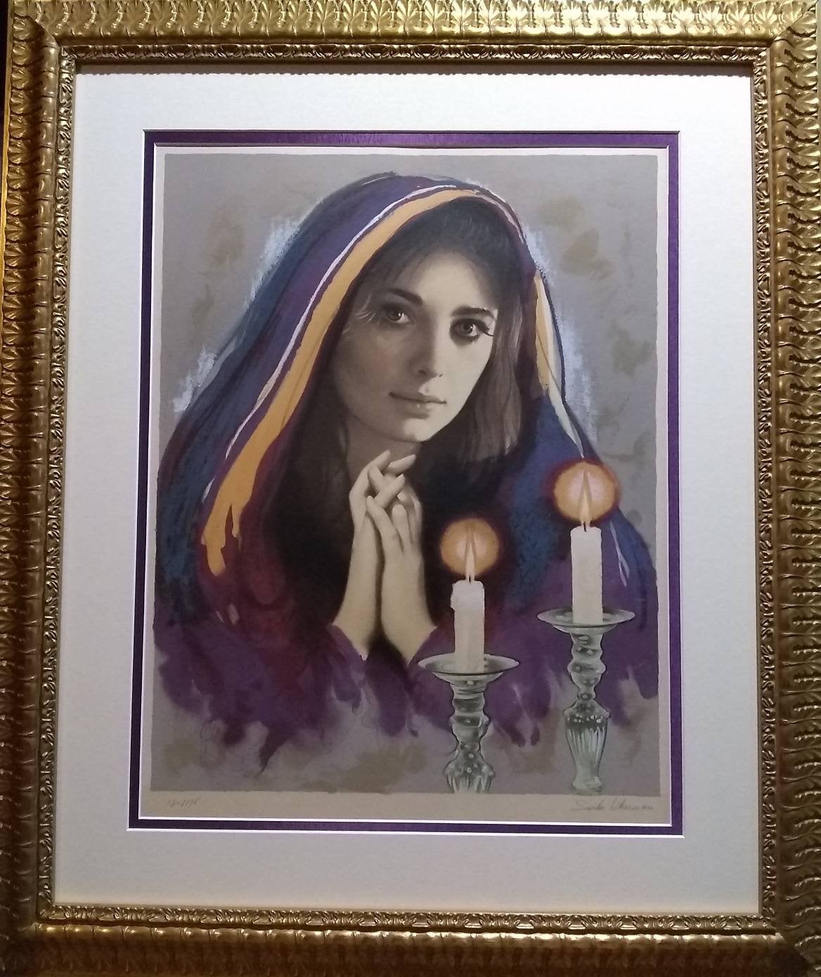 Sandu Liberman(1923-1977) "shabbat Candles" Rare Limited Edition Lithograph Art Print on Paper ...