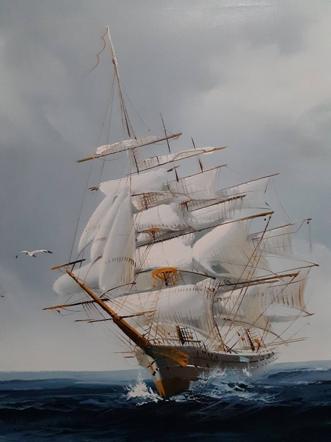 Hewitt Jackson "nautical Clippers" Original Oil Painting on Canvas ...