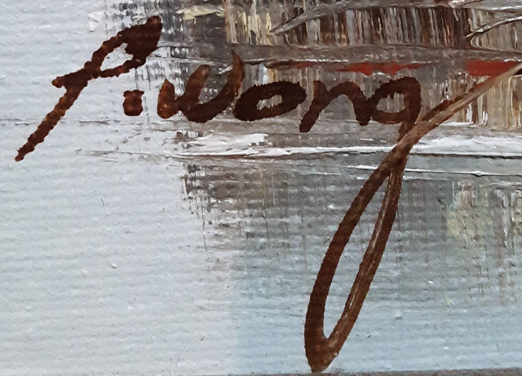 P. Wong Original Acrylic/oil Art Painting "chinese Junk Boats" Seascape ...