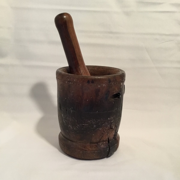 Antique Wood Mortar - Etsy