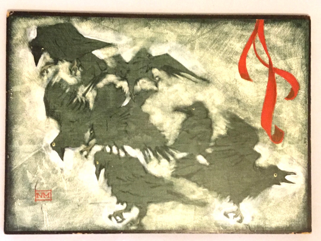 Vintage Crow Still Life Painting on Board - Etsy