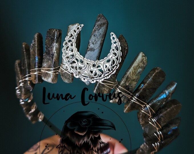Luna AZURA ~ Crystal Crown. Labradorite. Festivalcrown. Crystals. Tiara ...