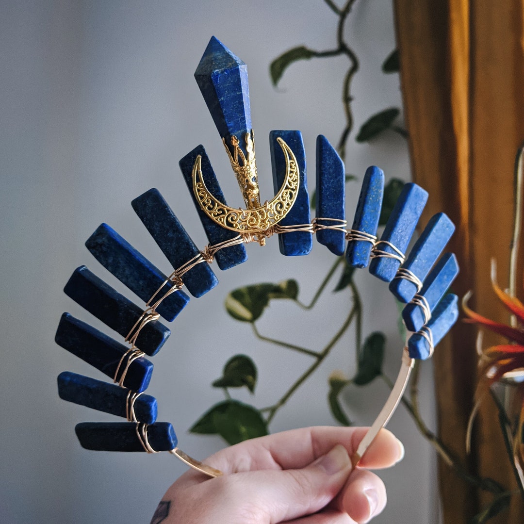 Luna LAPIS-LAZULI QUEEN Crystal Crown. Witch Crown. Crystals. Tiara ...