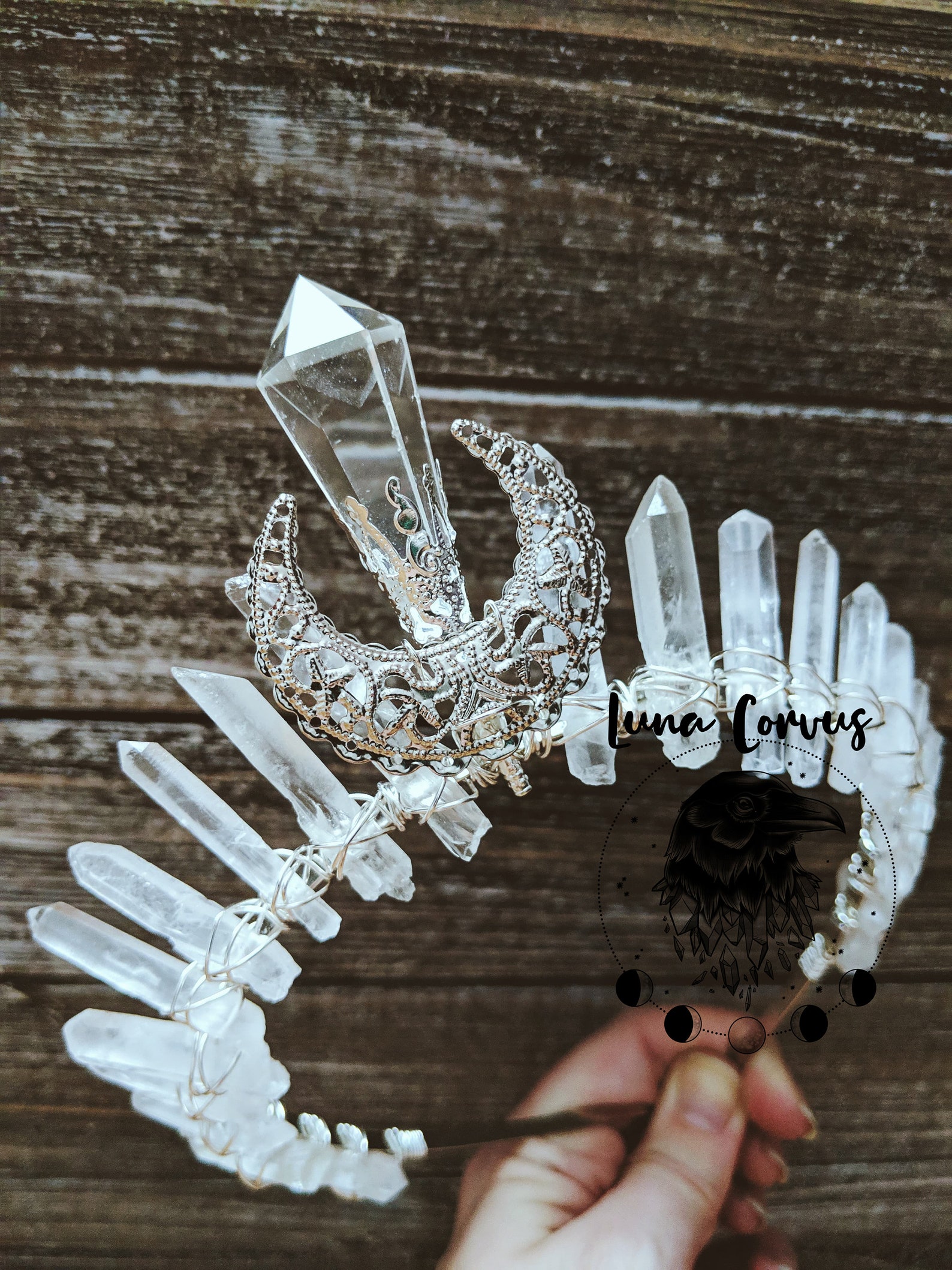 Luna CELESTIA Crystal Crown. Clear Quartz. Crystals. Tiara. | Etsy