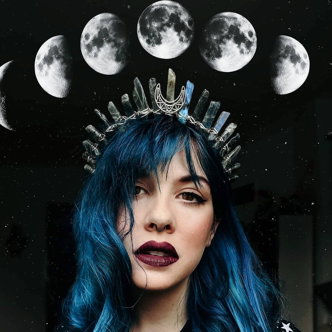 Luna AZURA Crystal Crown. Labradorite. Festival Crown. | Etsy