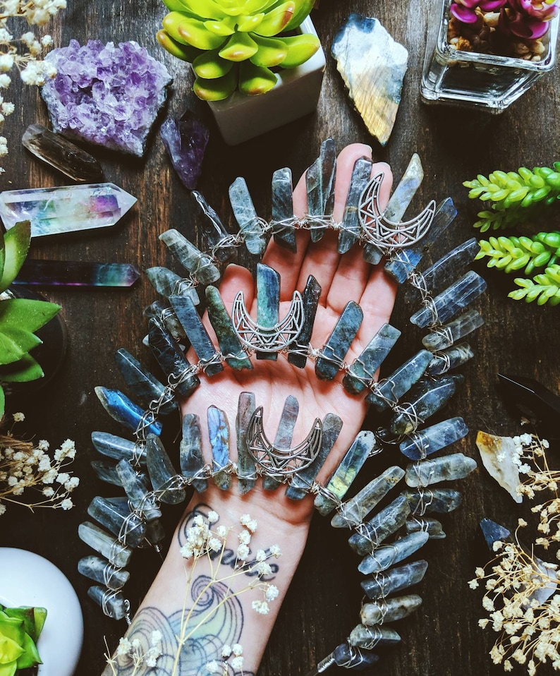 Luna AZURA Crystal Crown. Labradorite. Festival Crown. | Etsy