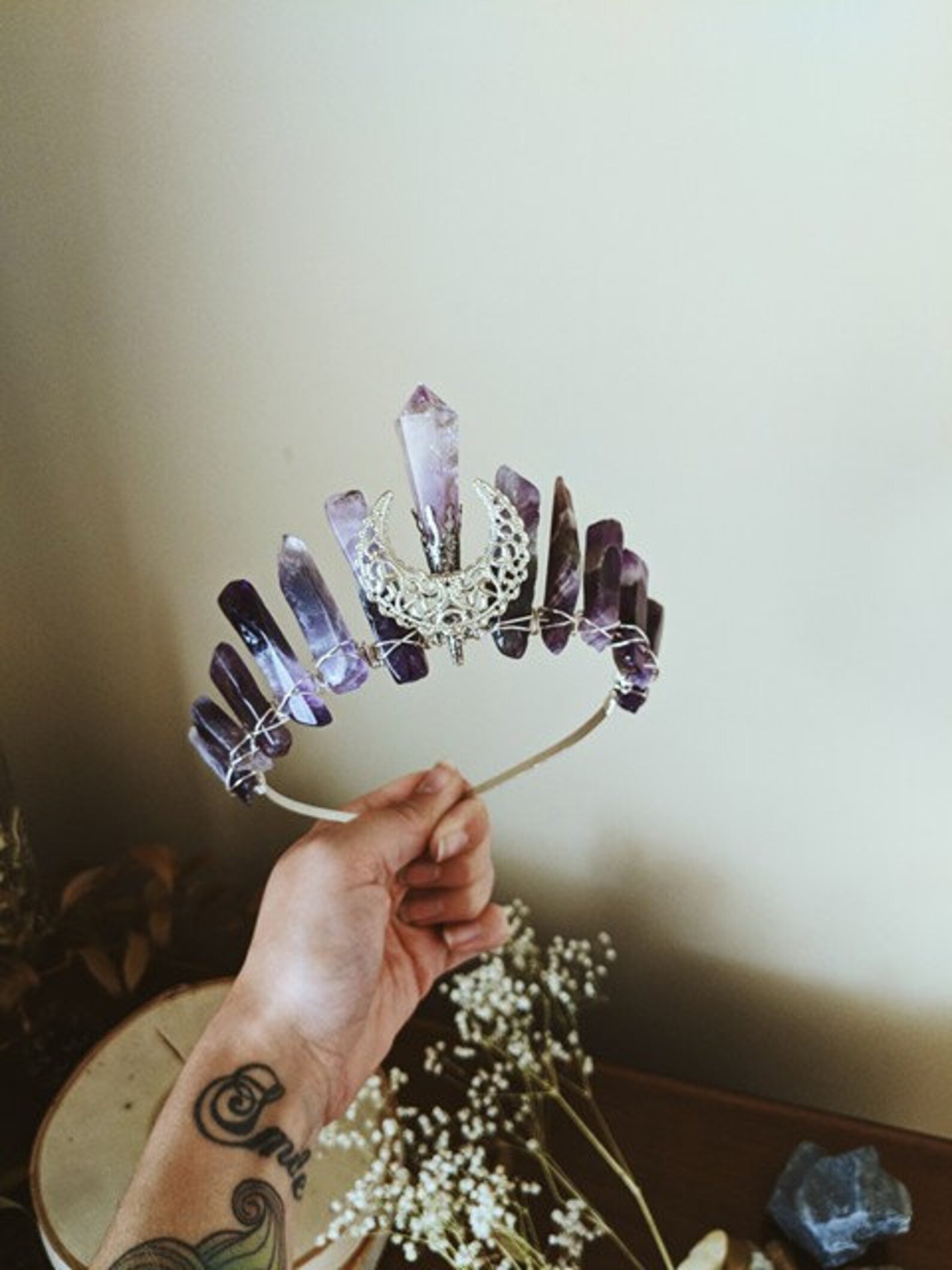 Luna AMETHYST QUEEN Crystal Crown. Wedding Crown. Crystals. - Etsy