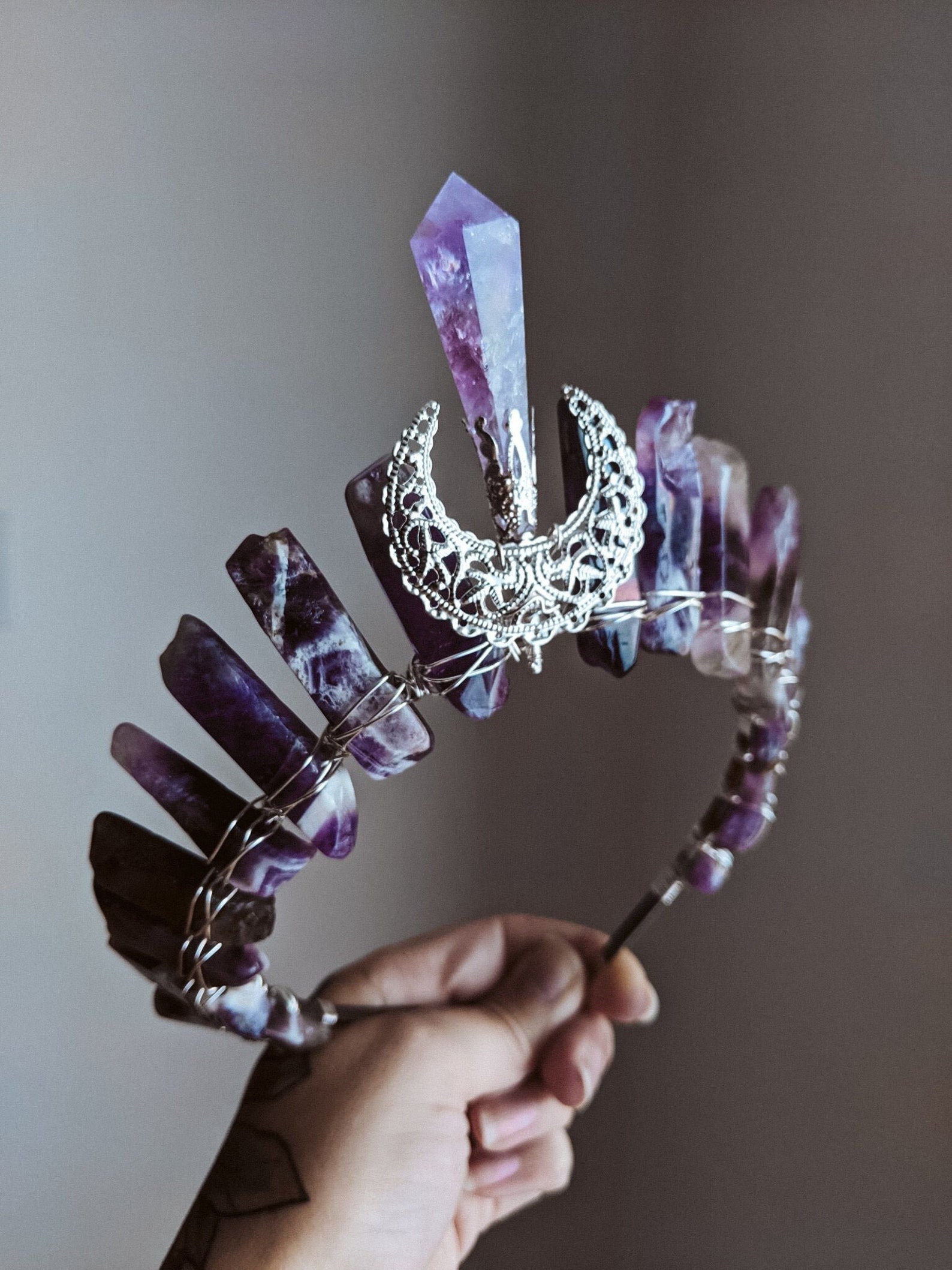 Luna AMETHYST QUEEN Crystal Crown. Wedding Crown. Crystals. - Etsy