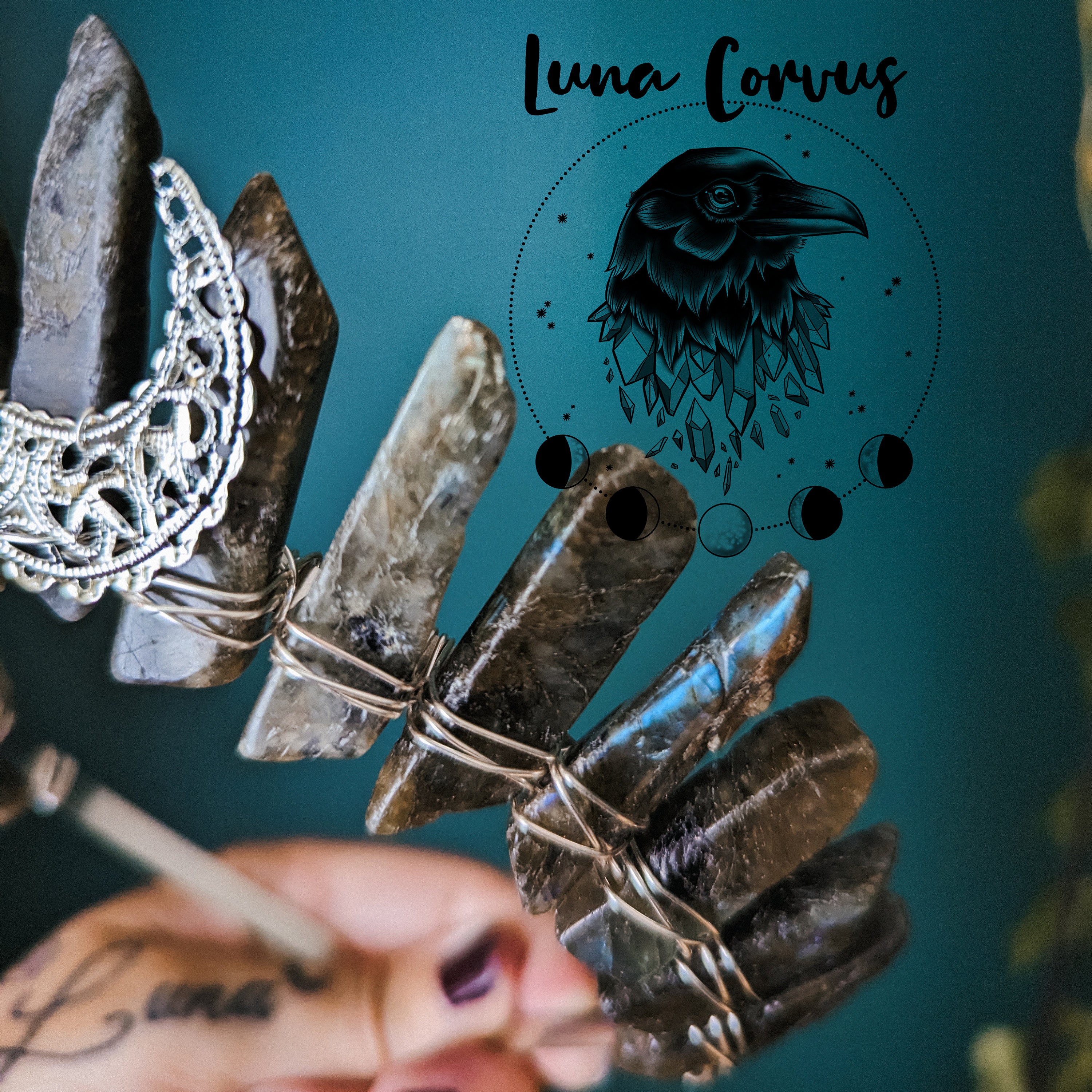 Luna AZURA ~ Crystal Crown. Labradorite. Festivalcrown. Crystals. Tiara ...